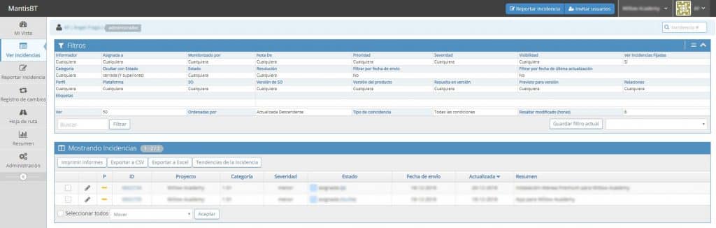 Cómo gestionamos los proyectos con Mantis Bug Tracker